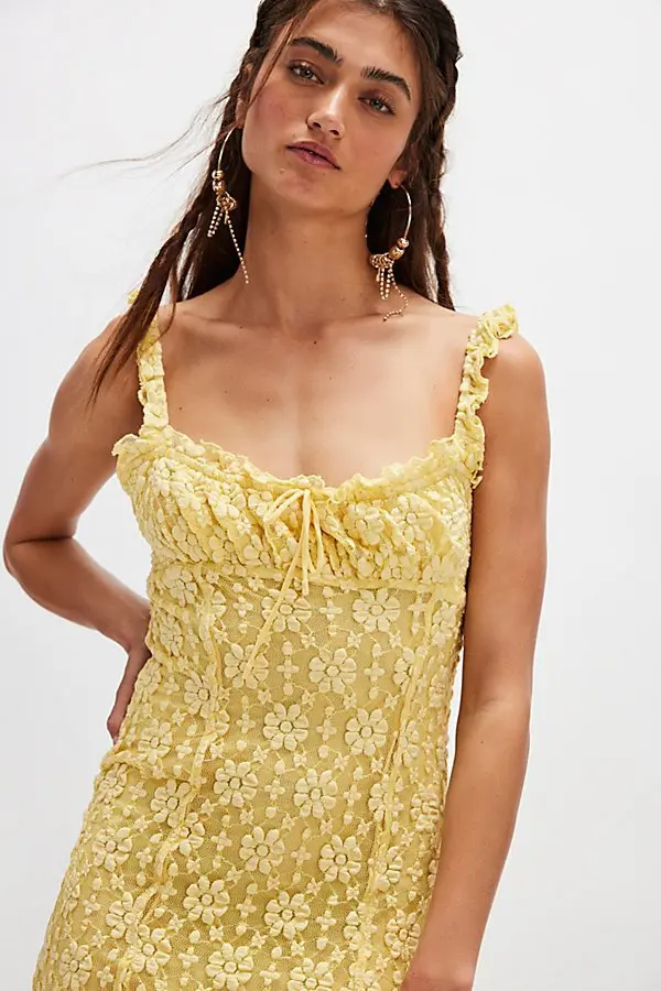 Free People Lucinda Lace Midi Dress In Sunshine Combo - 32% Off